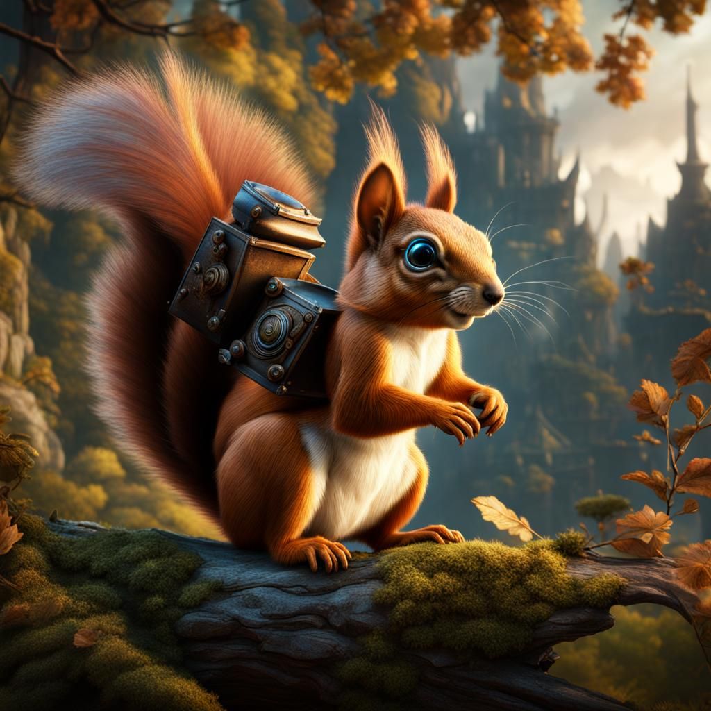 Squirrel with time machine - AI Generated Artwork - NightCafe Creator