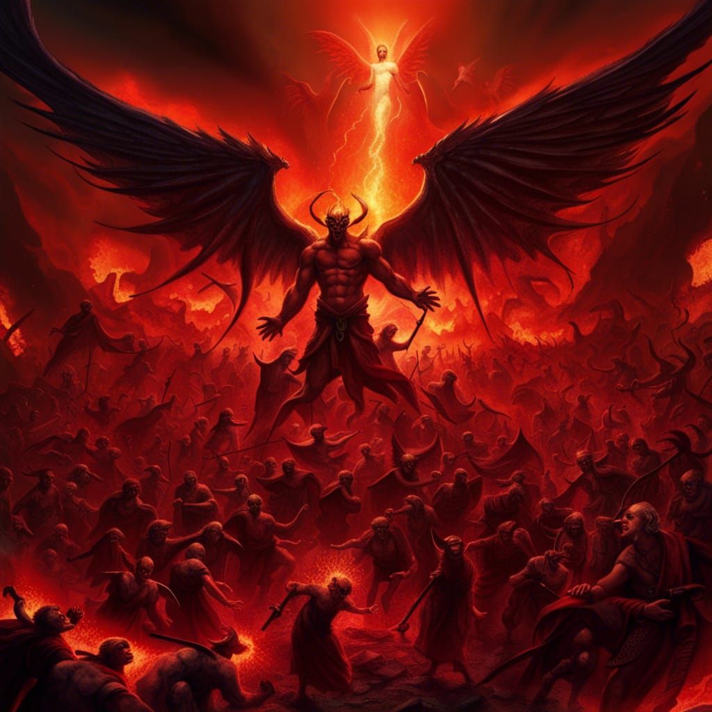 Hell on earth, demonic invasion, war between angels and demons, - AI ...