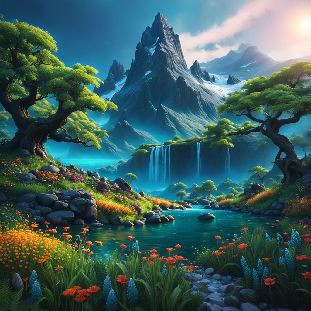 Poetic images of nature, blending landscapes and elements to convey the ...