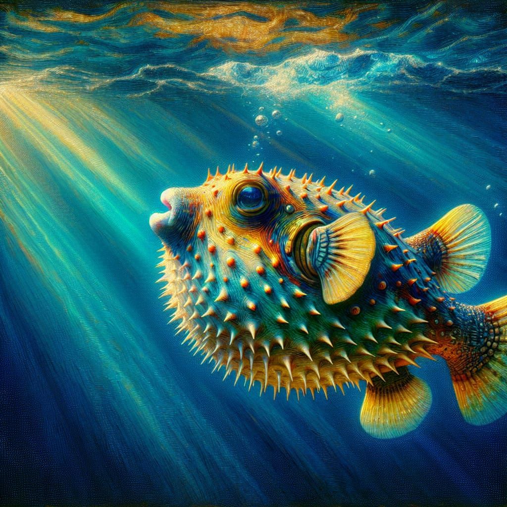 Pufferfish Close To Surface - AI Generated Artwork - NightCafe Creator