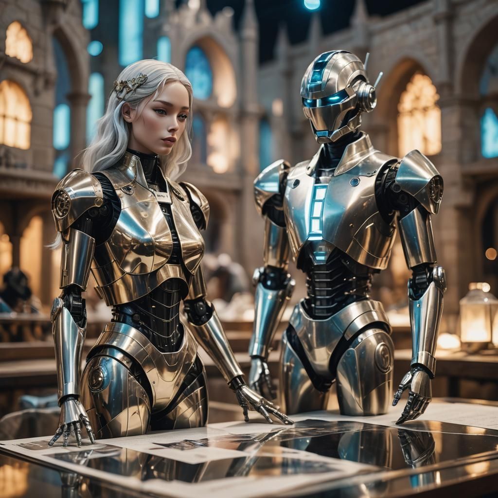 Medieval Robots in Ancient Underworld Pop-Up Book - AI Art