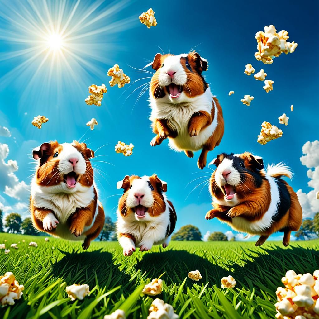 "Popcorning" guinea pigs - AI Generated Artwork - NightCafe Creator