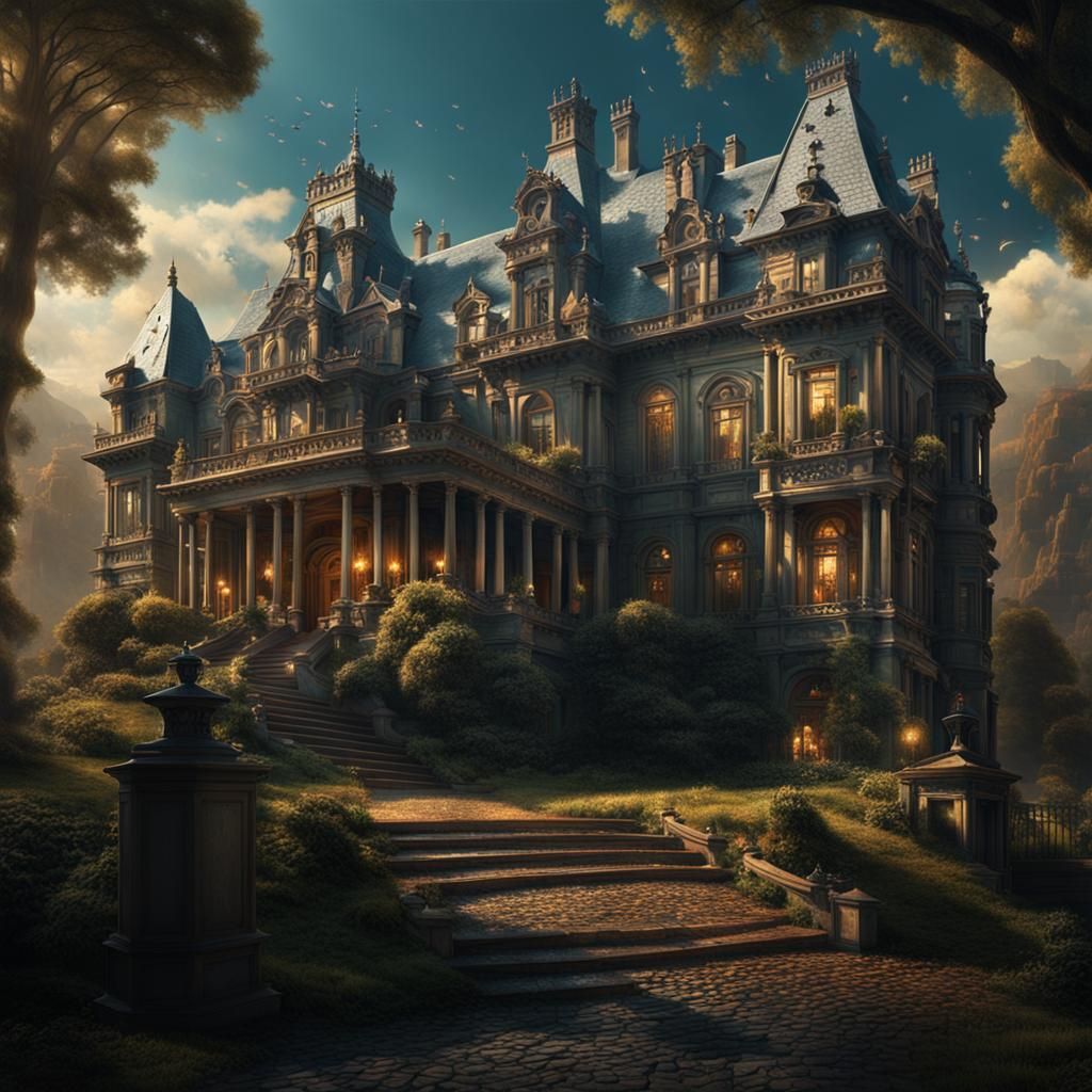 Clue Mansion - Dramatic Clue Mansion Digital Matte Painting