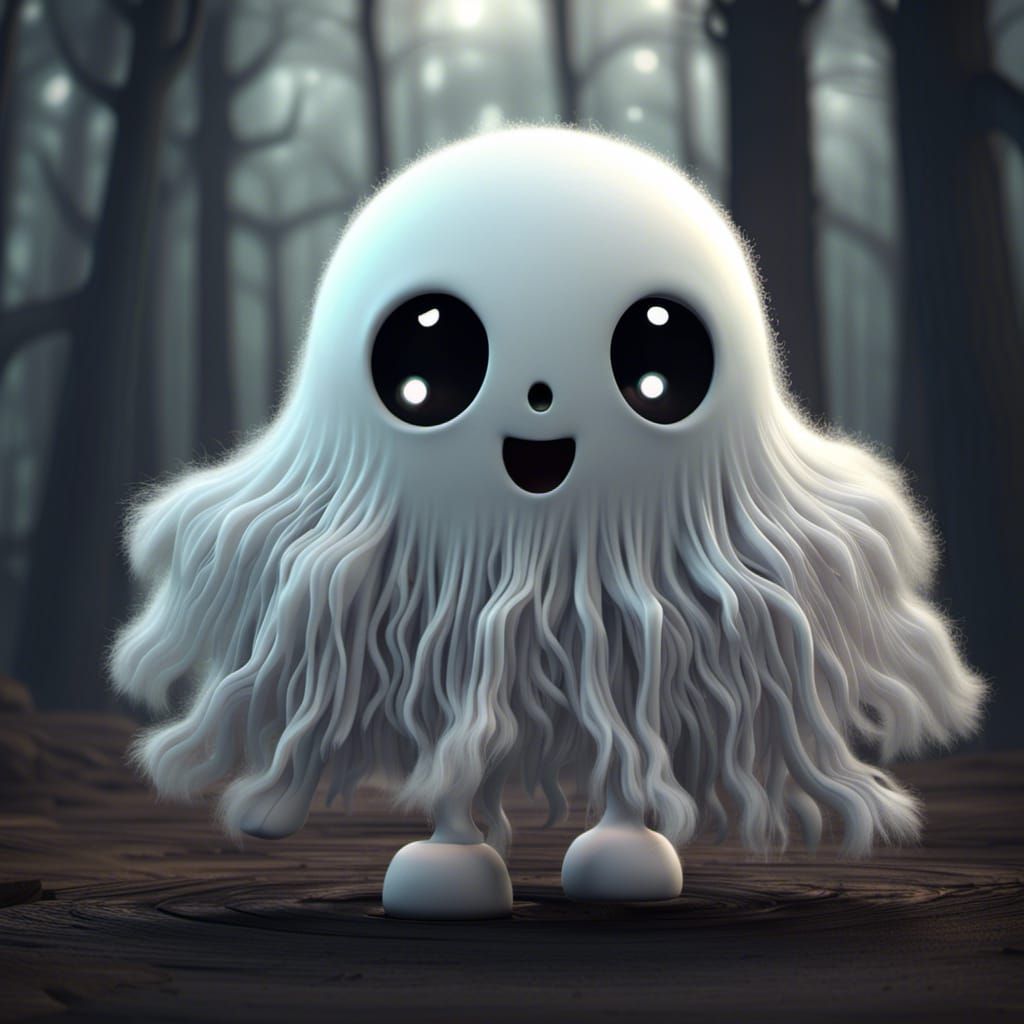 A Cute and Fluffy Ghost - AI Generated Artwork - NightCafe Creator