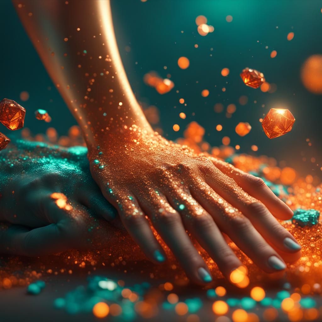 hand fading into glitter - AI Generated Artwork - NightCafe Creator
