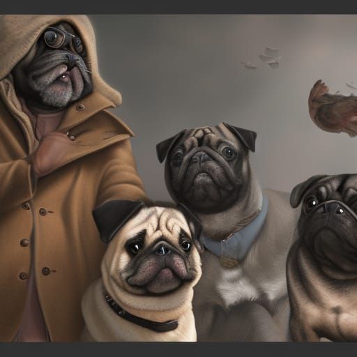 Gang of Pugs - AI Generated Artwork - NightCafe Creator