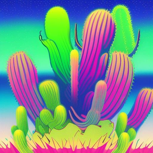 Psychedelic cactus - AI Generated Artwork - NightCafe Creator