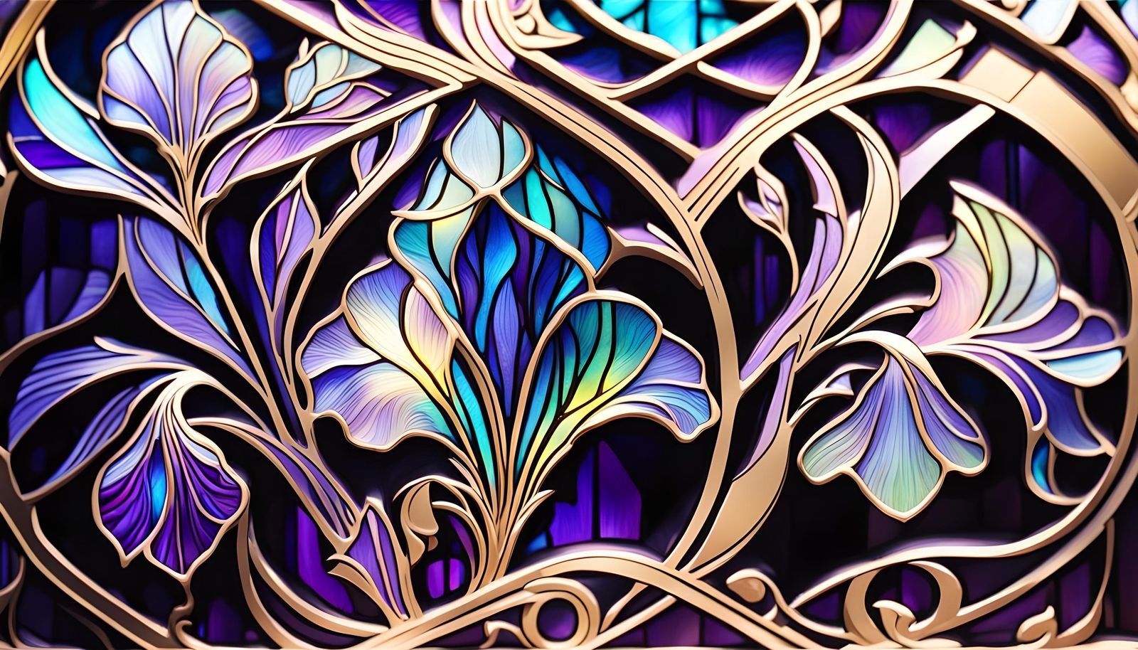 Stained glass purple iris 2 - AI Generated Artwork - NightCafe Creator