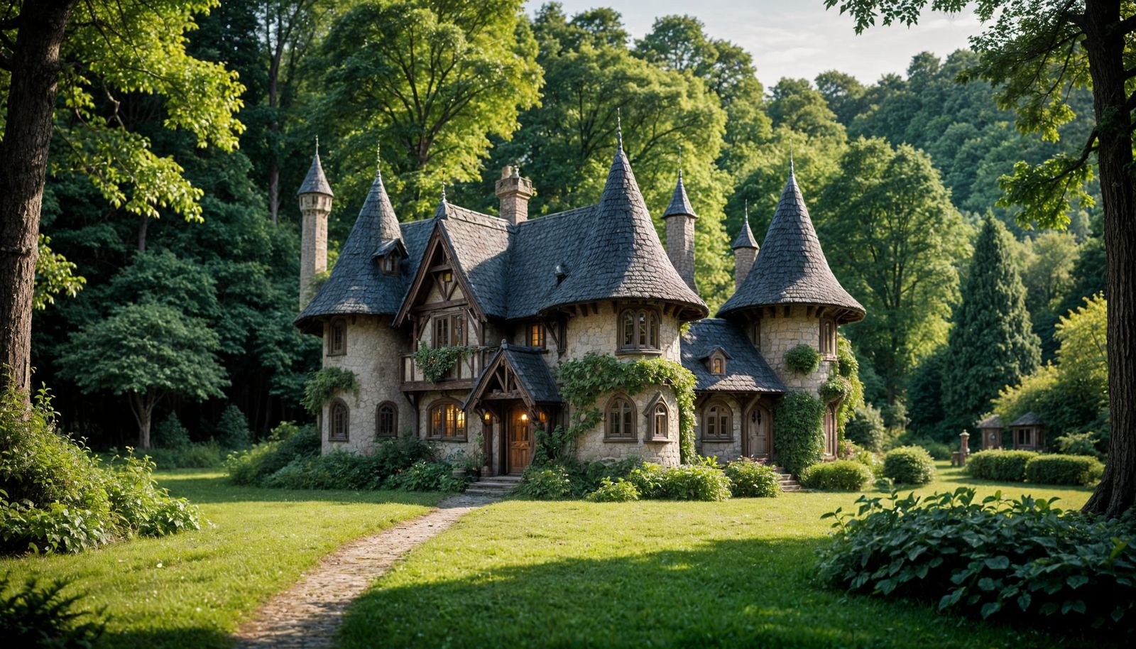fancy manor house - Whimsical Elven Cottage Amidst Dark Fore...
