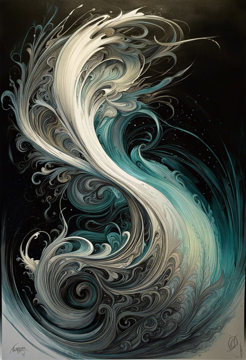 Aurora Magic flow light: Black ink flow: photorealistic masterpiece: by ...