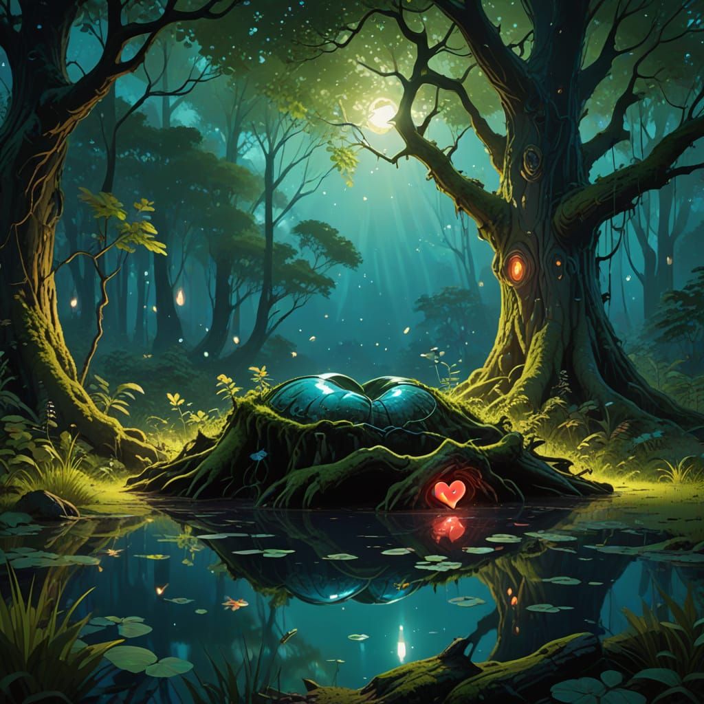 Heart in valentine - Majestic Heart Rises from Mystical For...