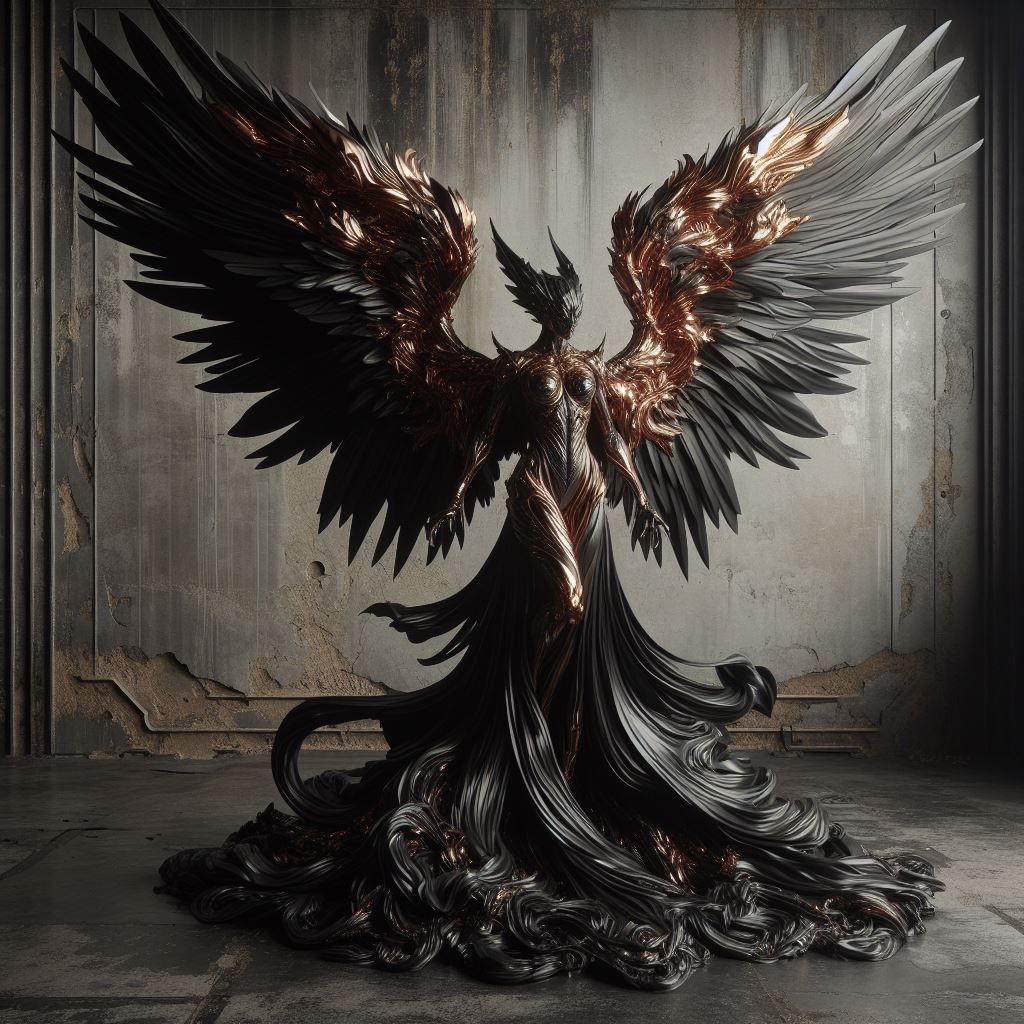 D3 The Black Lacquer Angel - AI Generated Artwork - NightCafe Creator