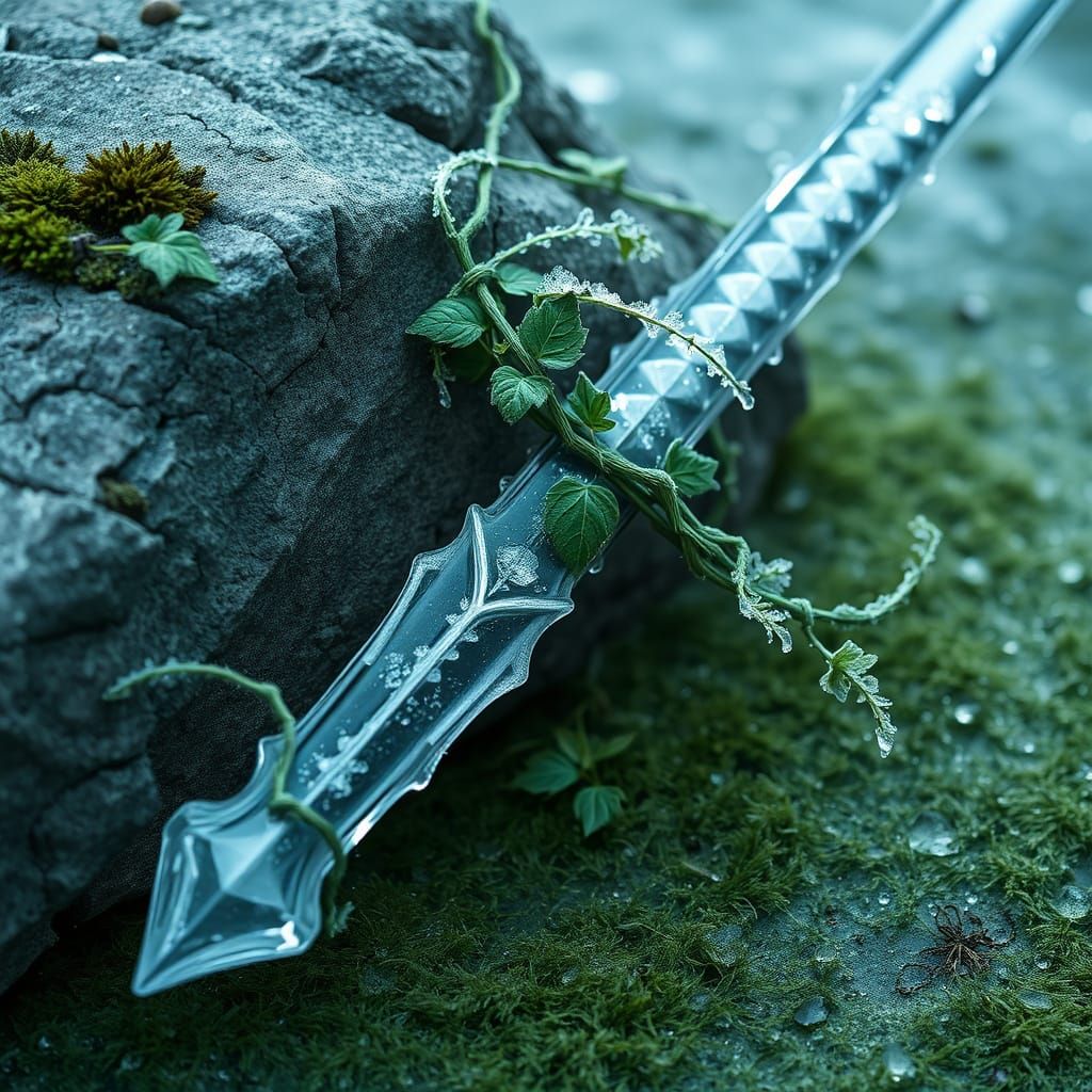 Ice Sword in Ivy - Frozen Sword in Verdant Vines