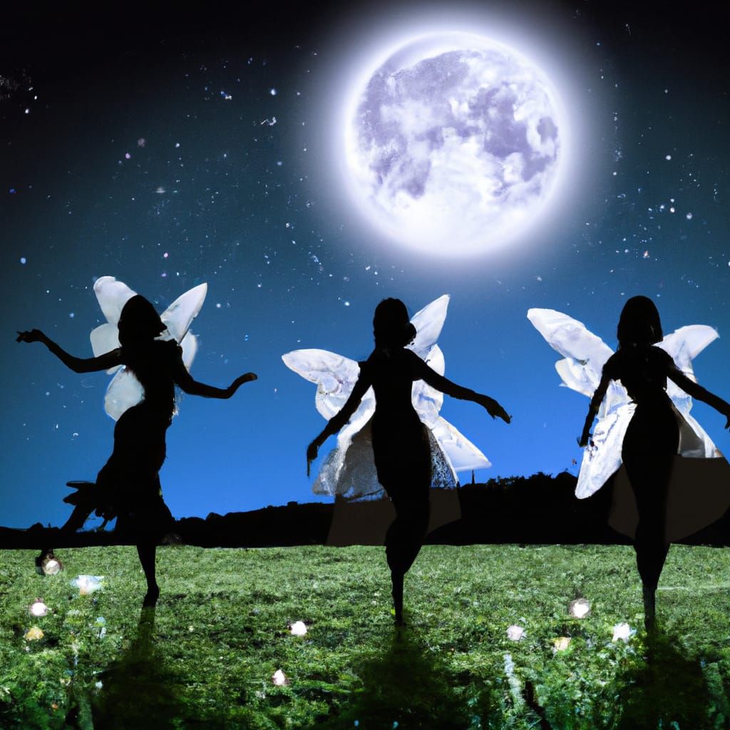 Fairies dancing on a meadow under a full moon - AI Generated Artwork ...
