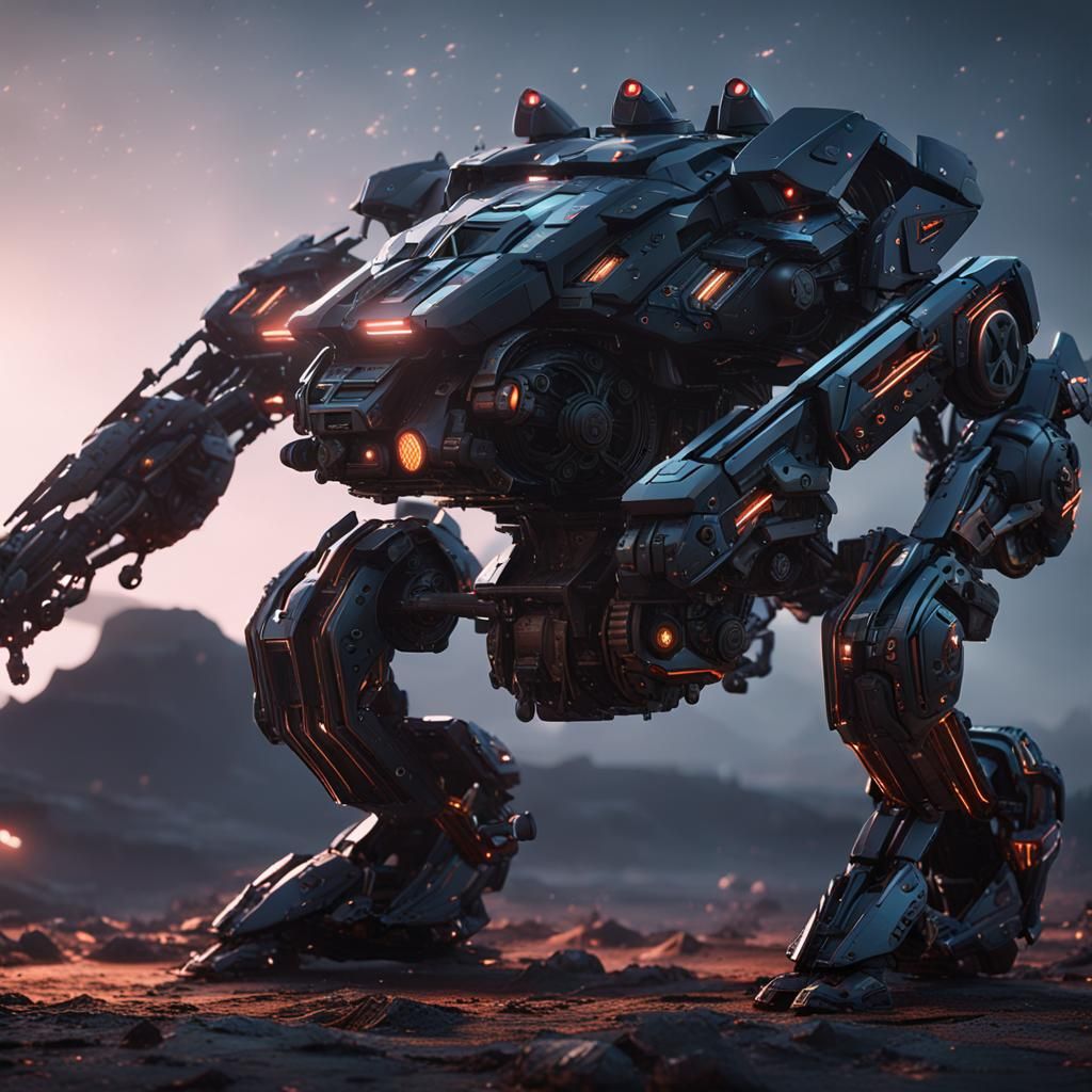 Night rider intricate mech details, ground level shot, 8K resolution ...