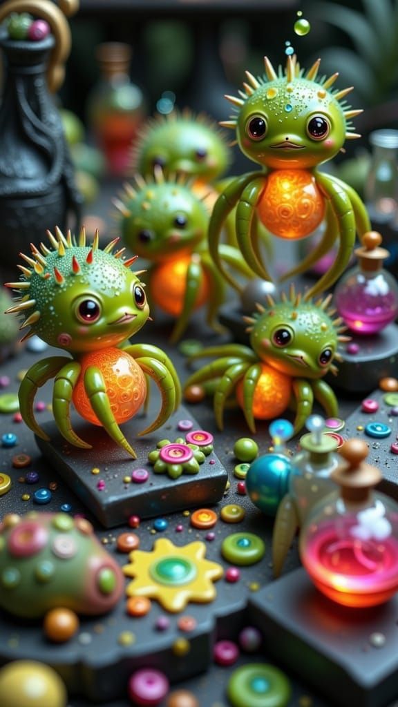 Whimsical Fae Creatures in a Vibrant, Dreamlike Po... - AI Art