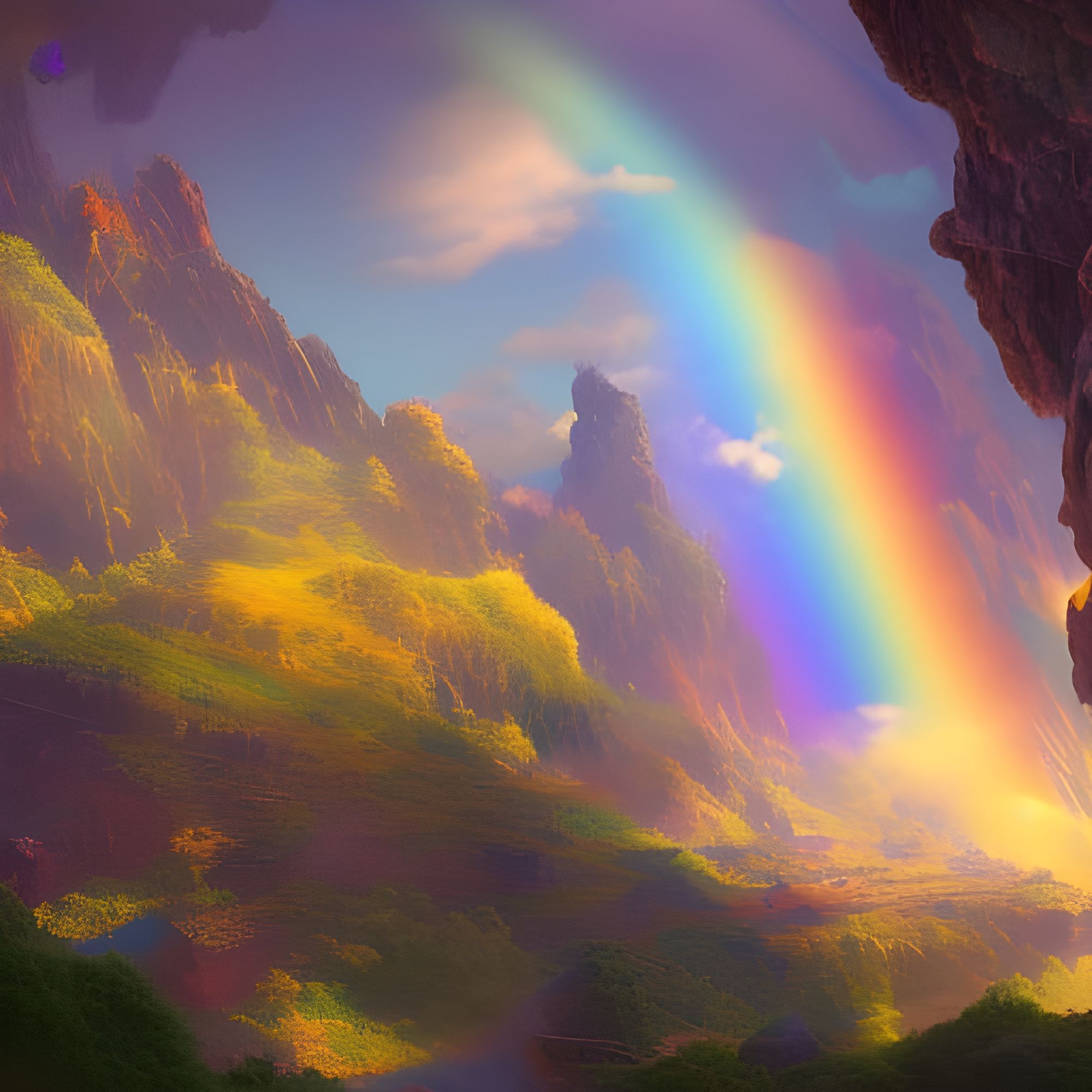 rainbow stretched over mountain : r/nightcafe