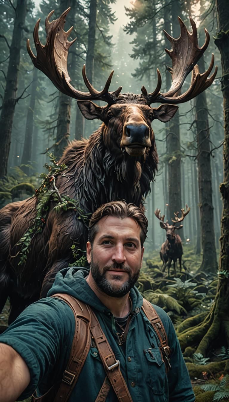 Moose Selfie - AI Generated Artwork - NightCafe Creator