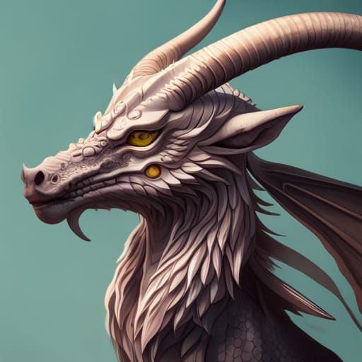 Large dragon, gray eyes, large horns, 8k resolution, portrait, CGI ...