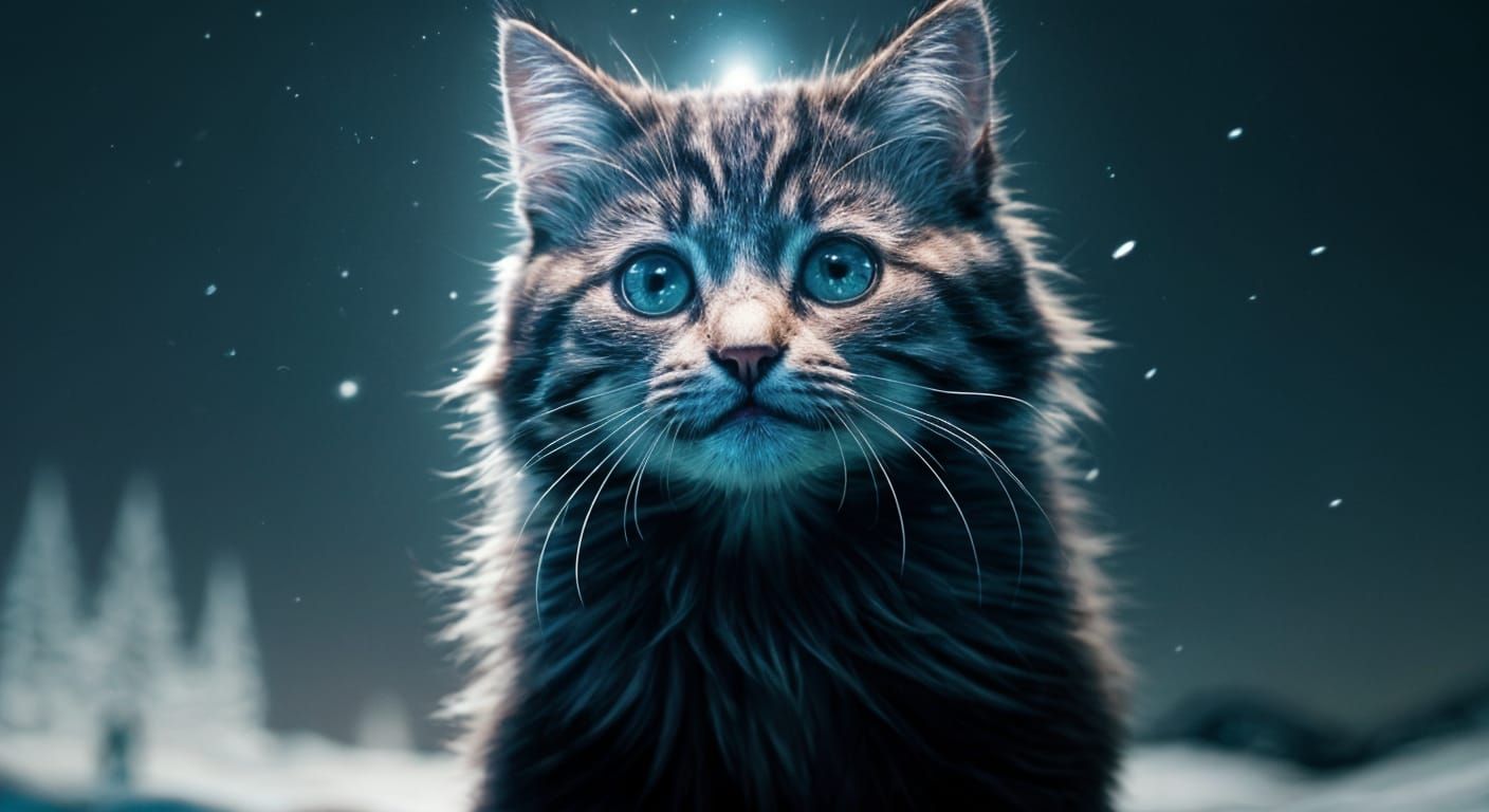 A kitten - Ethereal Kitten Frozen in Cinematic Stillness