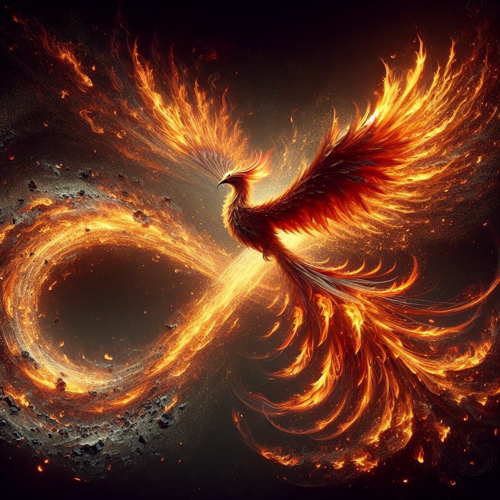 The Phoenix and the Flames - Eternal Phoenix in Fiery Flight