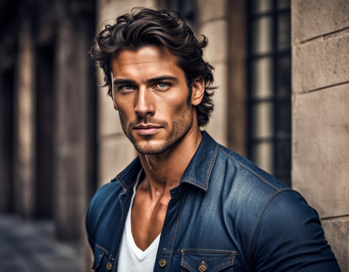 Very Handsome man, medium build, tanned body, very dark brown, short ...