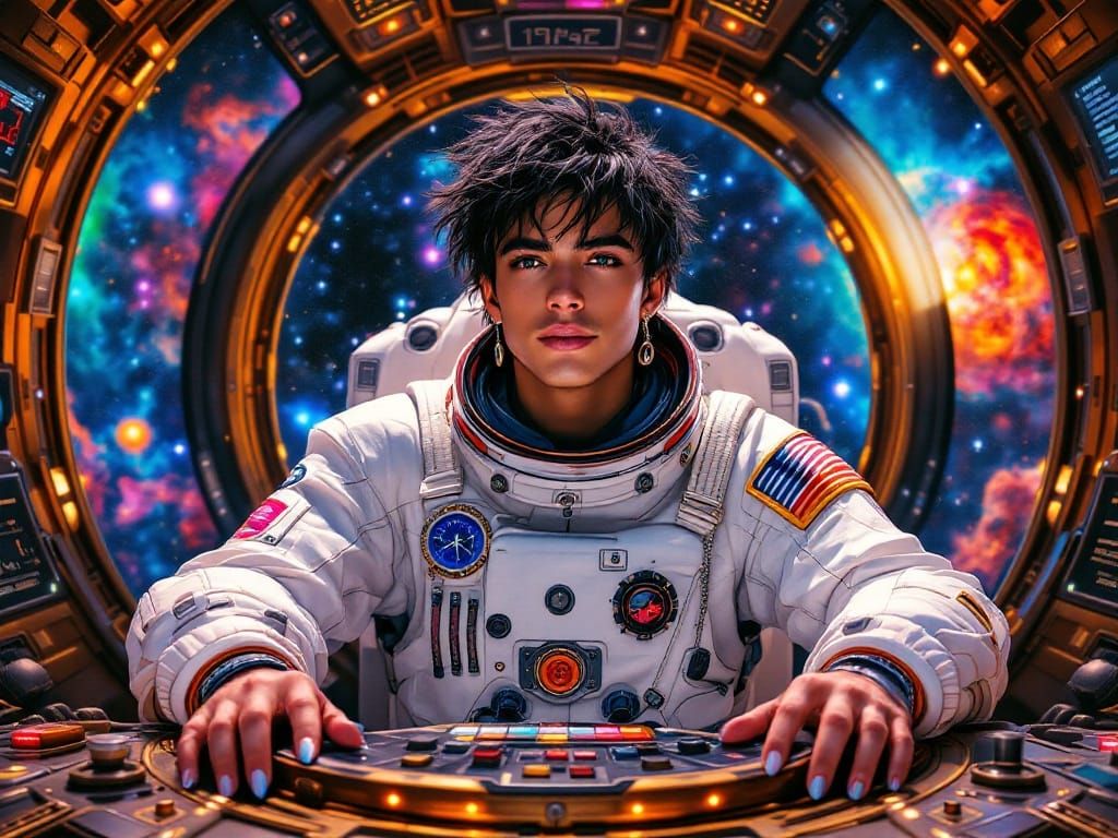 Astronavigator 250313 - Cyberpunk Astronaut in Cosmic Glory