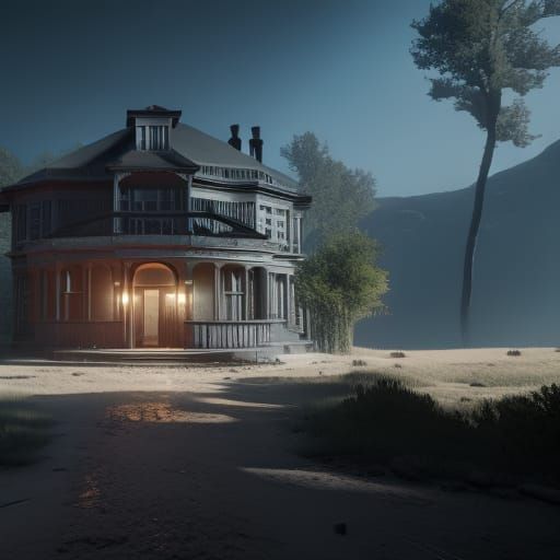 Mansion + horror look from outside - AI Generated Artwork - NightCafe ...