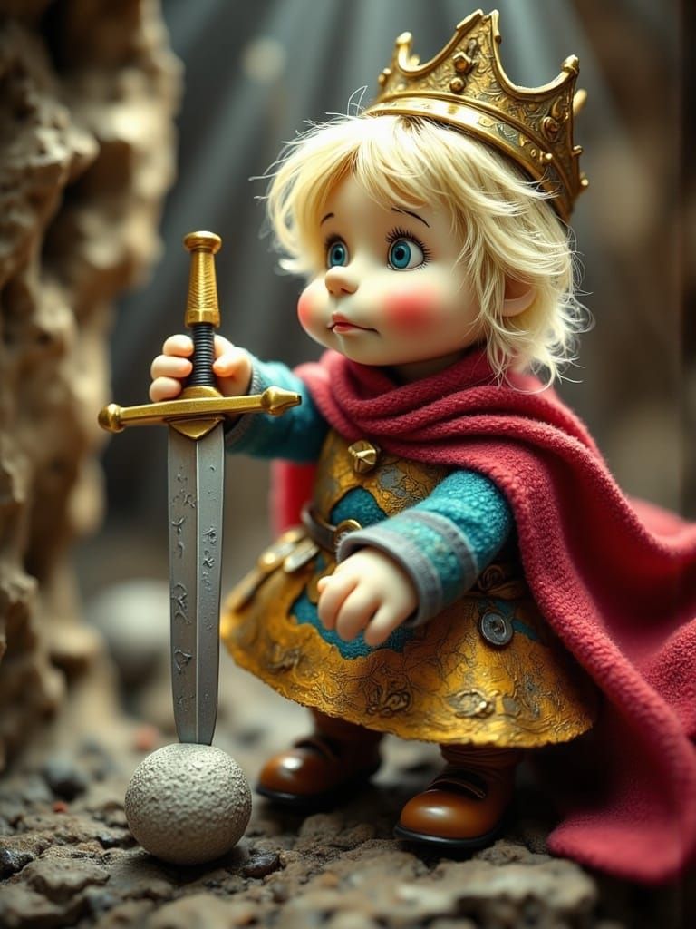 King Arthur pulling sword from stone.