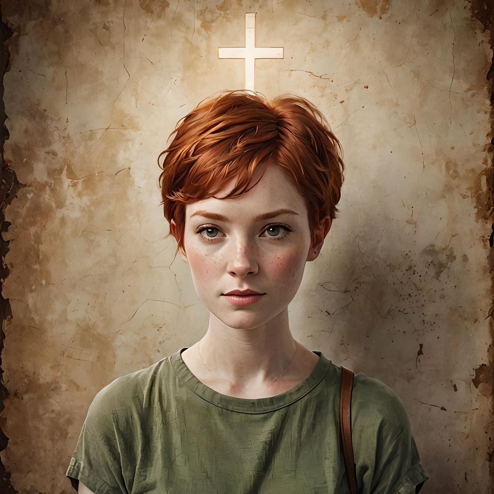 Redhead girl with a pixie cut finds Jesus - AI Generated Artwork ...