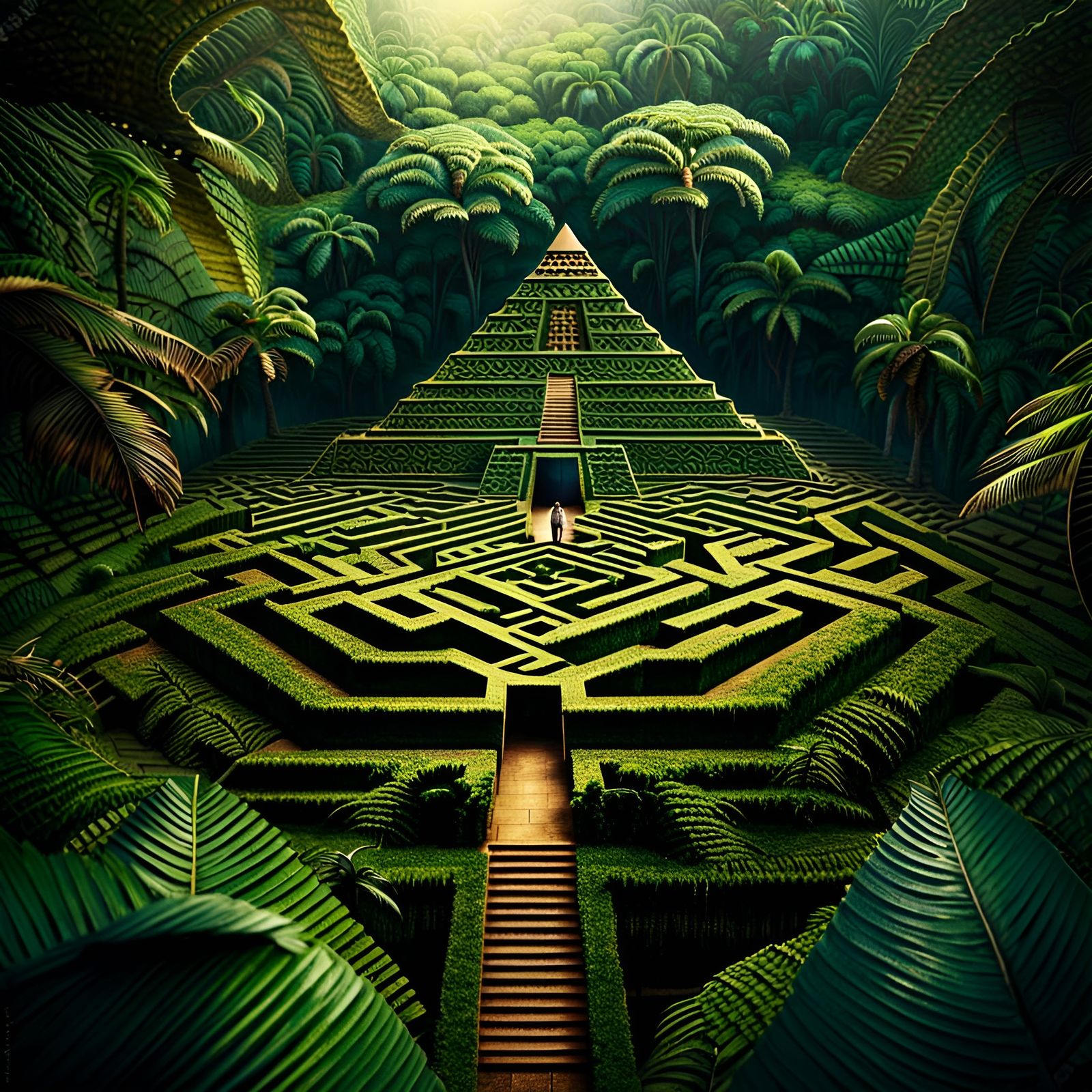 Jungle Maze to a mysterious maya pyramid - AI Generated Artwork ...