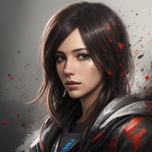 "SpeedPaint rough textured strokes splatters" Portrait by "Stable ...