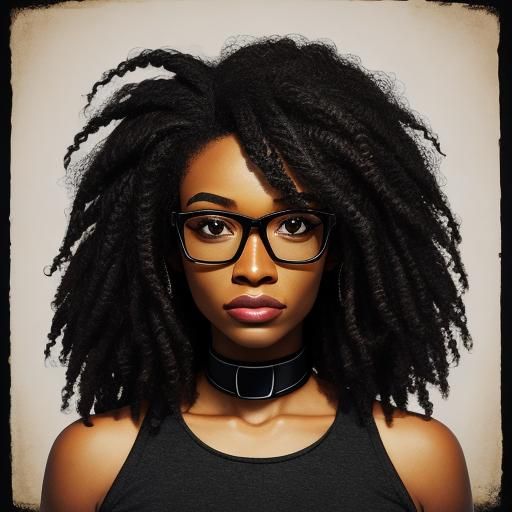 Black female geek portrait - AI Generated Artwork - NightCafe Creator