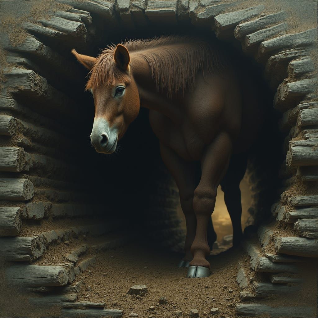 mule & hole - Majestic Mule at Ancient, Eroded Hole's Edge i...