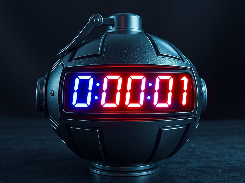 Futuristic Time Bomb in Neon-Lit, Cyberpunk Style - AI Art