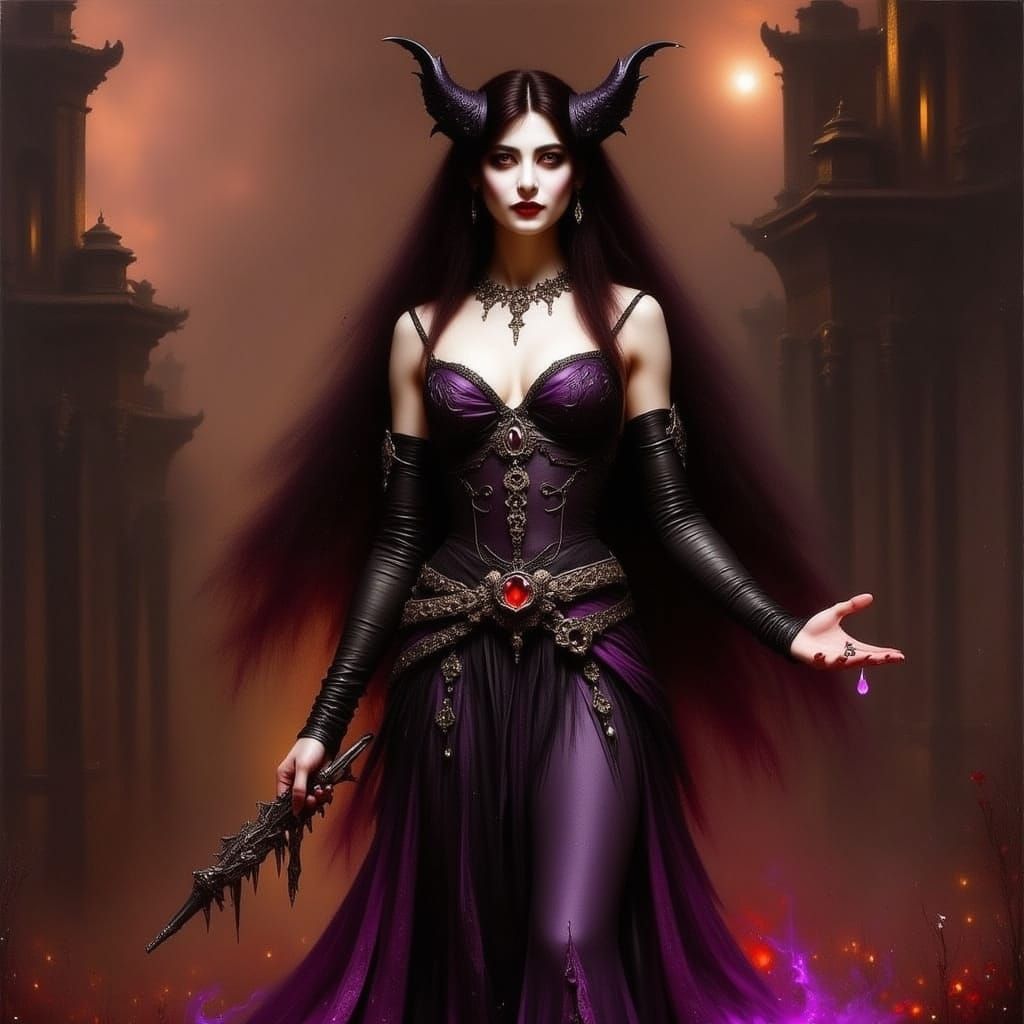 Dark Fantasy Warlock Conjure Magic - AI Art