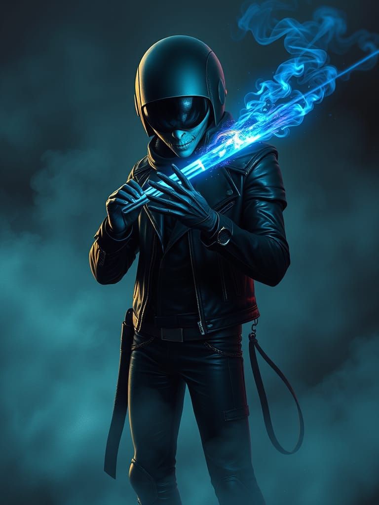 Cyberpunk Alien Mercenary Plays Holographic Flute - AI Art