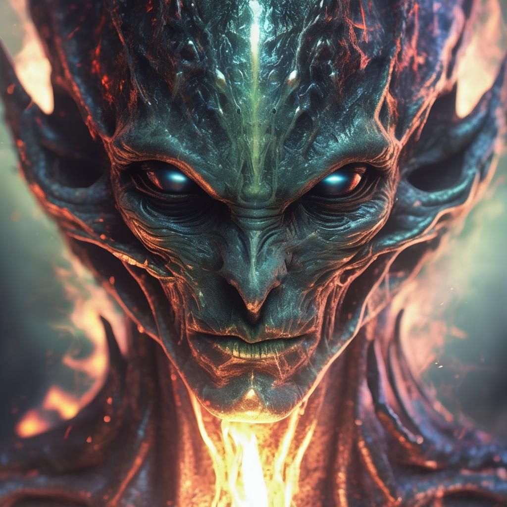 Close-up of alien face - AI Generated Artwork - NightCafe Creator
