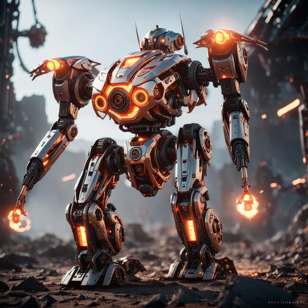 Fire robot - AI Generated Artwork - NightCafe Creator