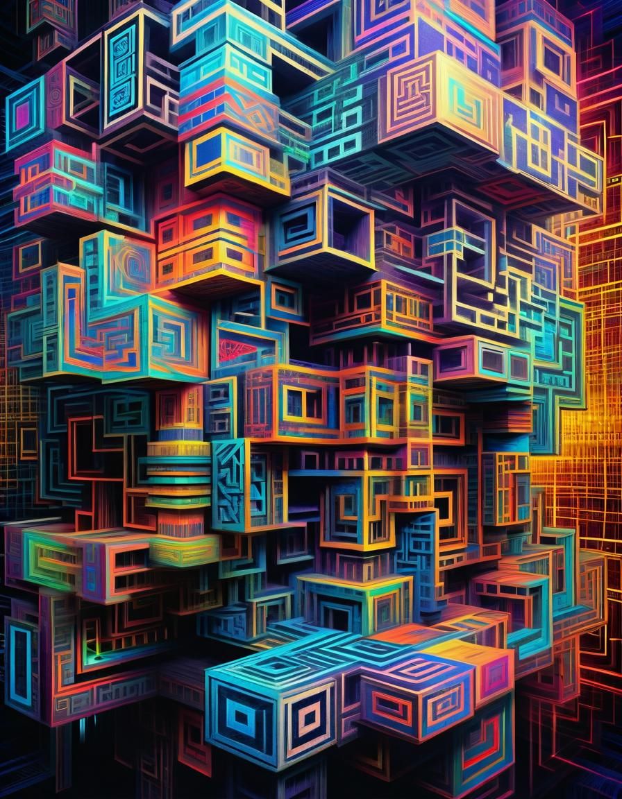 Intricate geometric abstract , 14mar24 - AI Generated Artwork ...