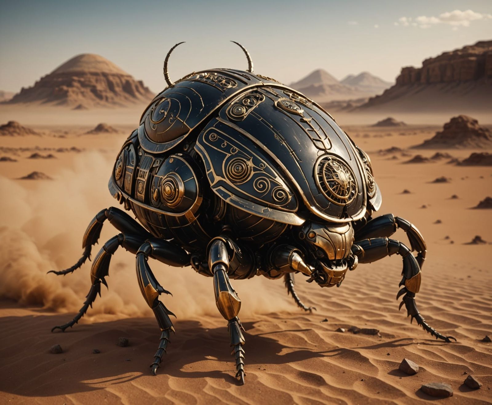 Biomechanical Scarab Beetle on Mars in Steampunk S... - AI Art