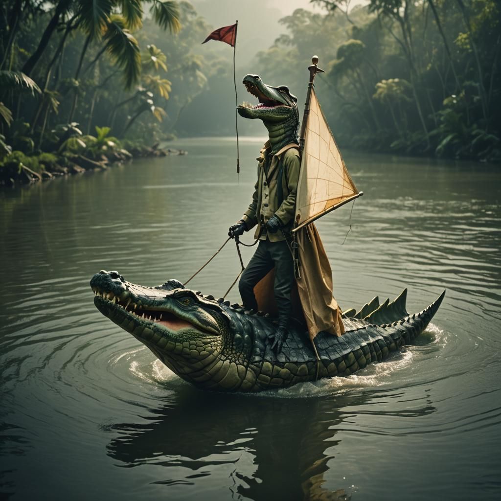 Crocodile rider 2 - AI Generated Artwork - NightCafe Creator
