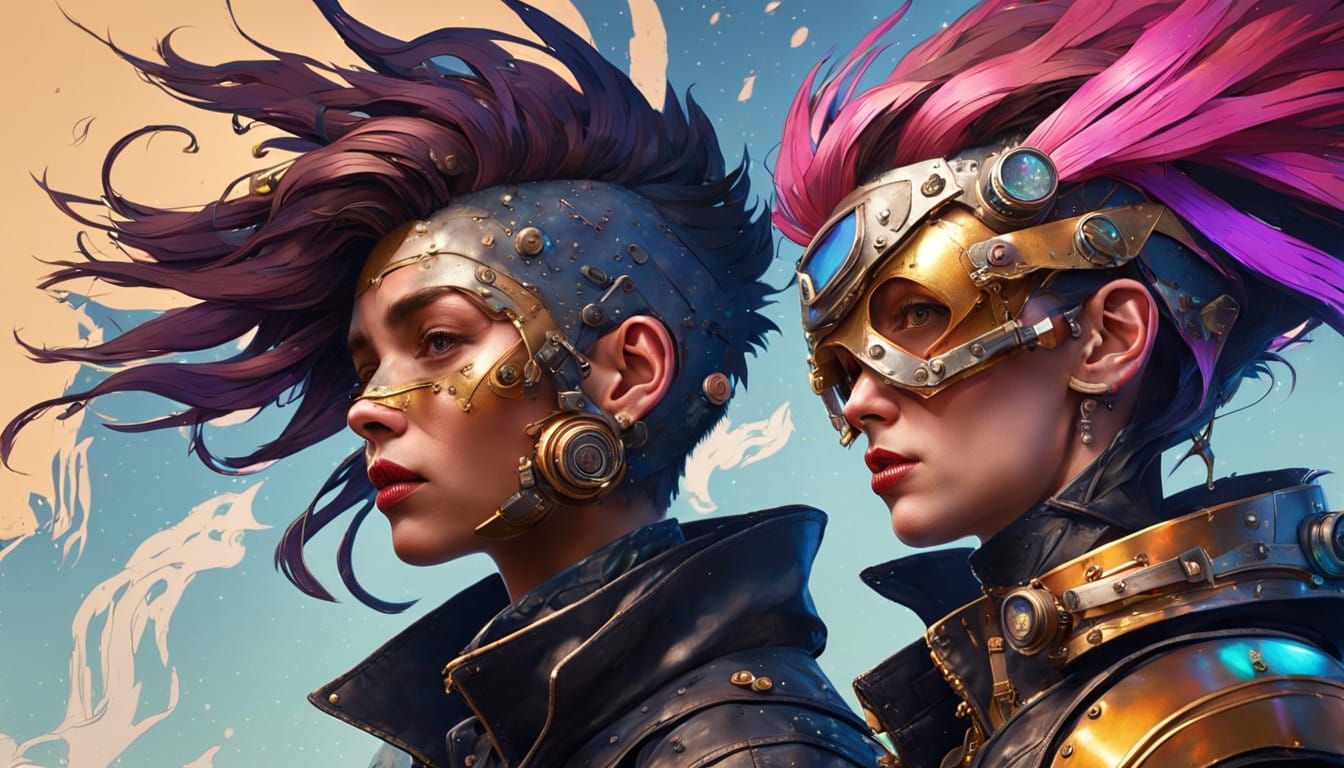 Gritty Space-Punks Ride Steam-Powered Rockets - AI Art