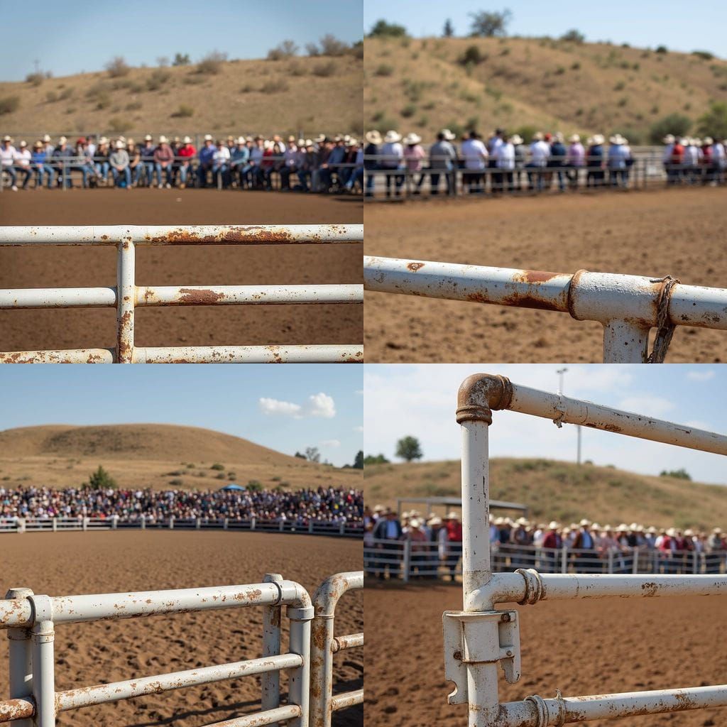 Rustic Rodeo Arena Scene with Weathered Fence and ... - AI Art