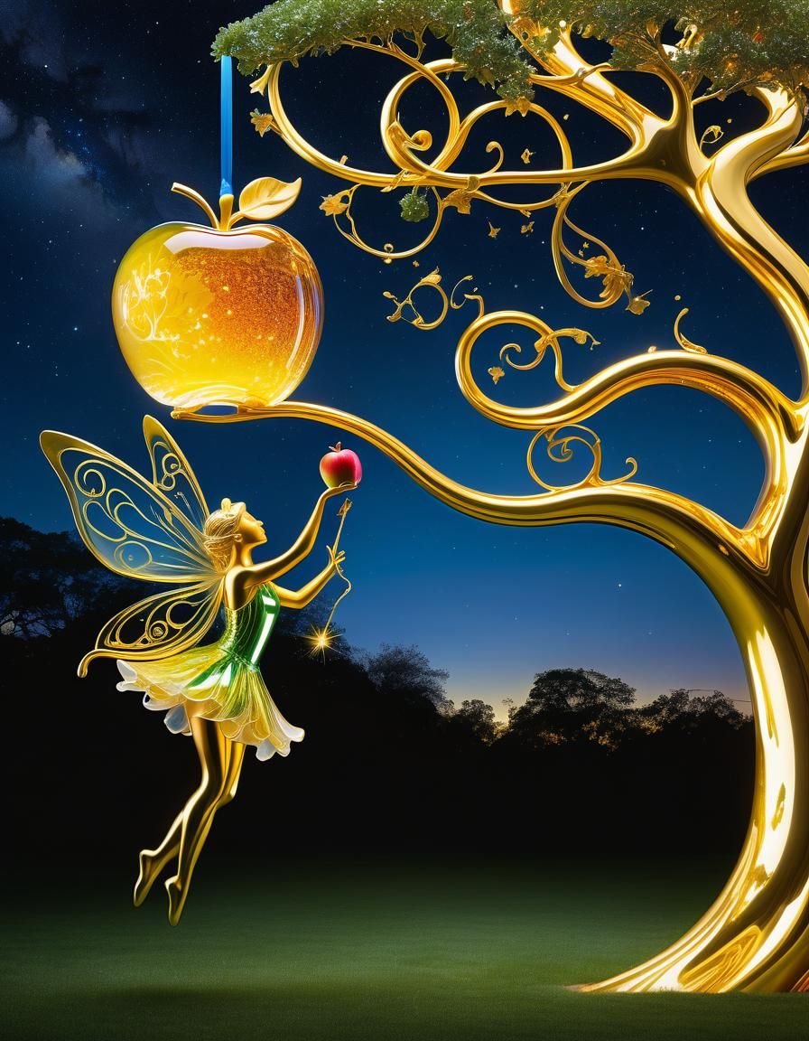 Glass apple with fairy - AI Generated Artwork - NightCafe Creator