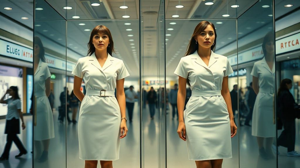 Two Maidens in a Mall Display, Cinematic Film Stil... - AI Art