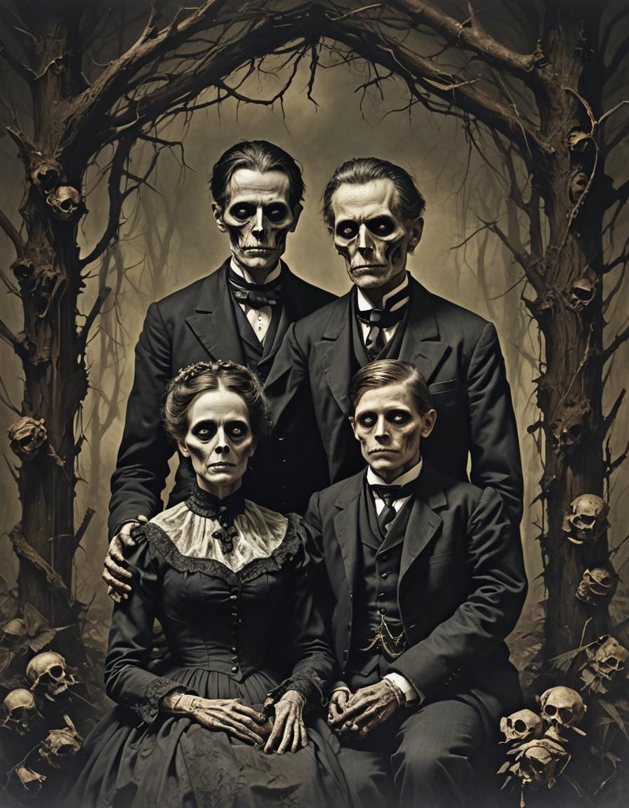 dark victorian dead family portrait funeral post mortem rotting horror - AI Generated Artwork ...
