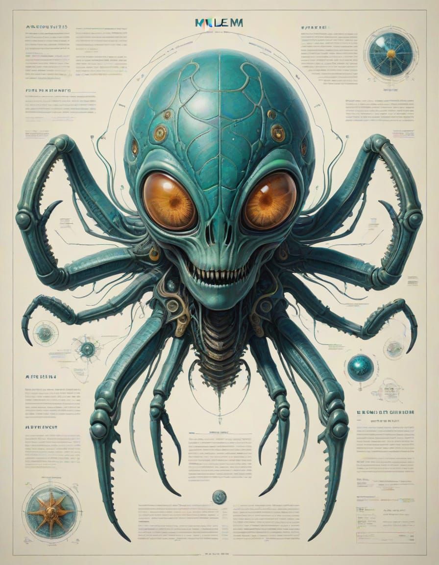 Infographic alien lifeform #3 - Scientific Poster of Intelli...