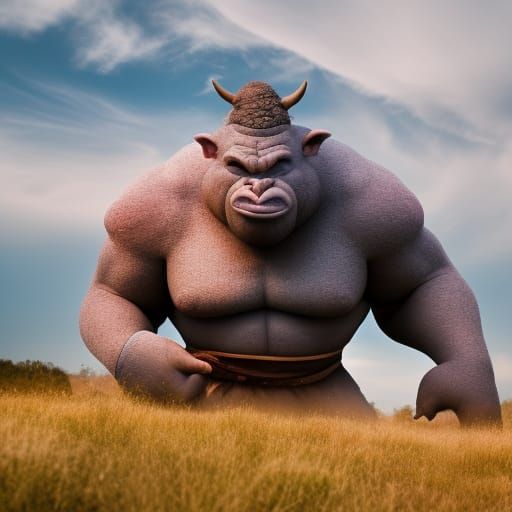 A giant ogre crosses the plain,Professional photography, bokeh, natural ...