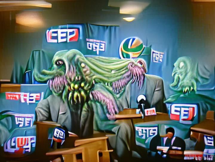 Cthulhu holds a press conference on espn - AI Generated Artwork ...